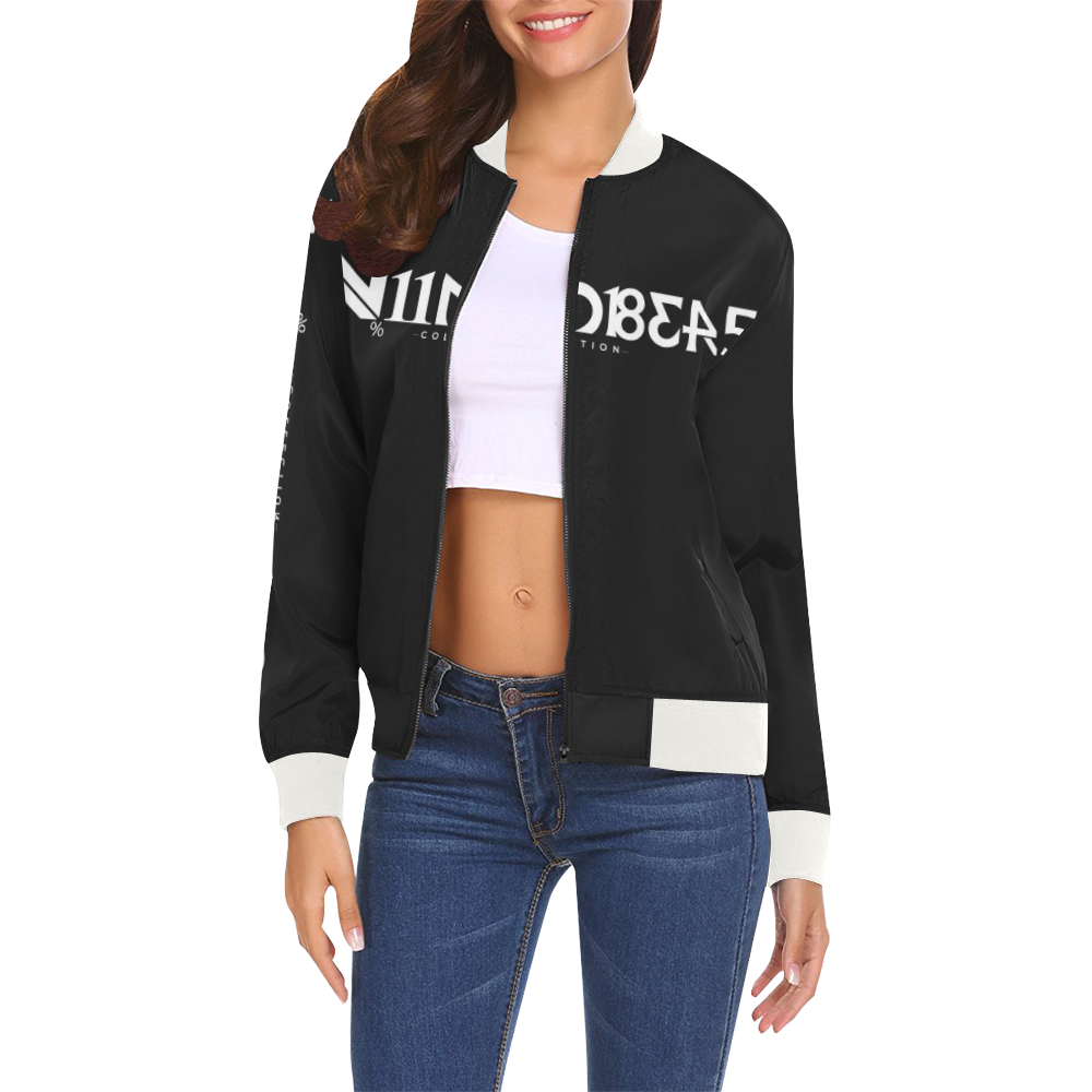 NUMBERS Collection LOGO Black/White All Over Print Bomber Jacket for ...