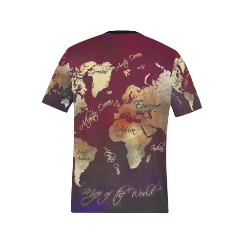 world map #map #worldmap Men's All Over Print T-Shirt (Solid Color Neck ...