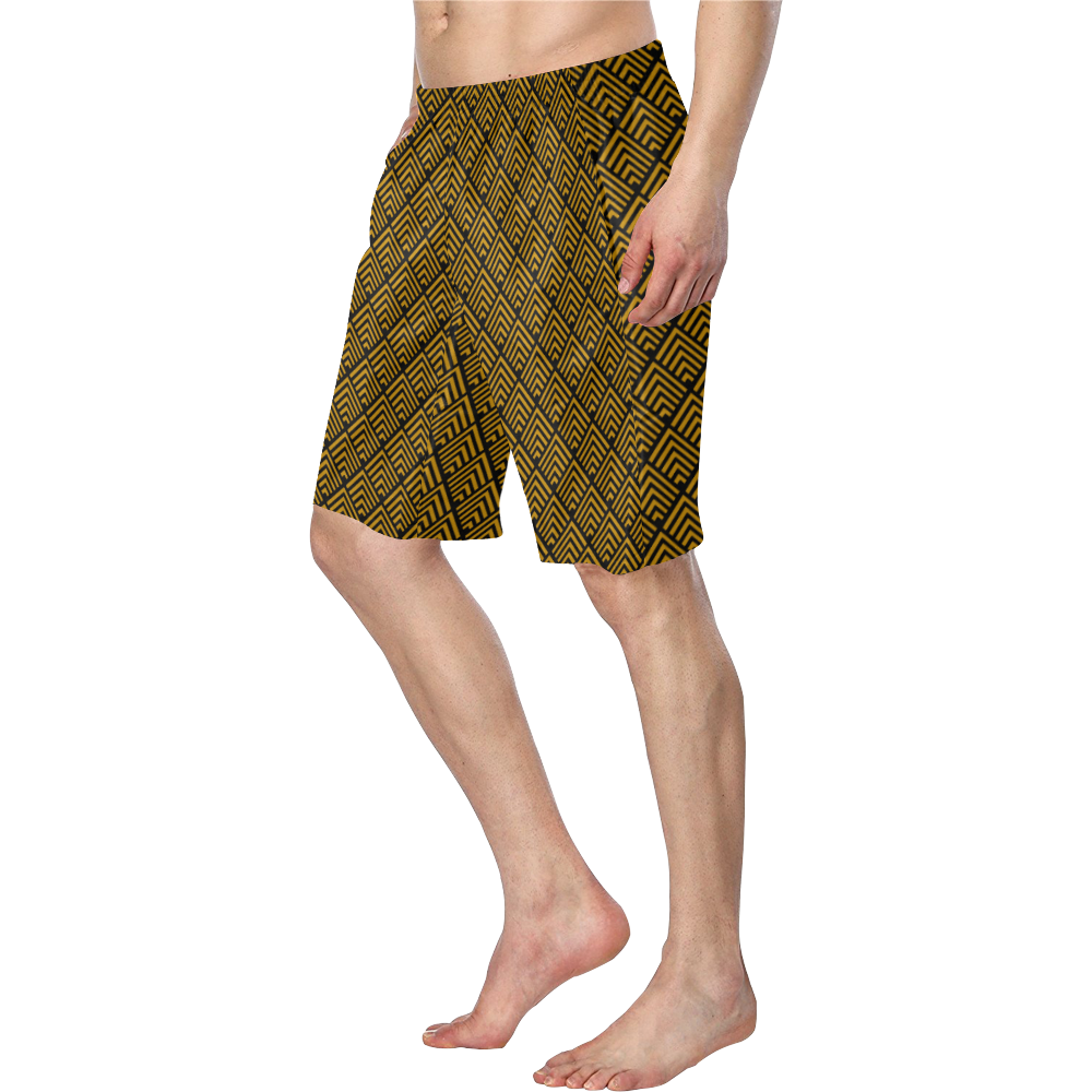 Gold Chevron Men's Swim Trunk (Model L21) | ID: D2981569