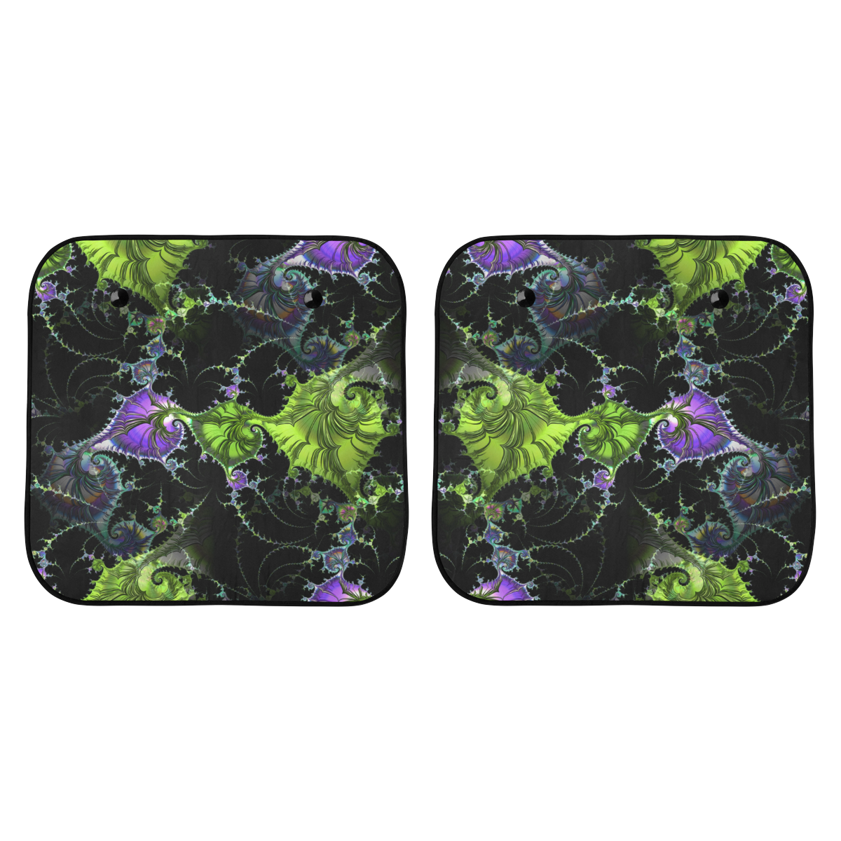 Filigree Spiral Fractal - Psychedelic Black Green Car Sun Shade 28"x28 ...