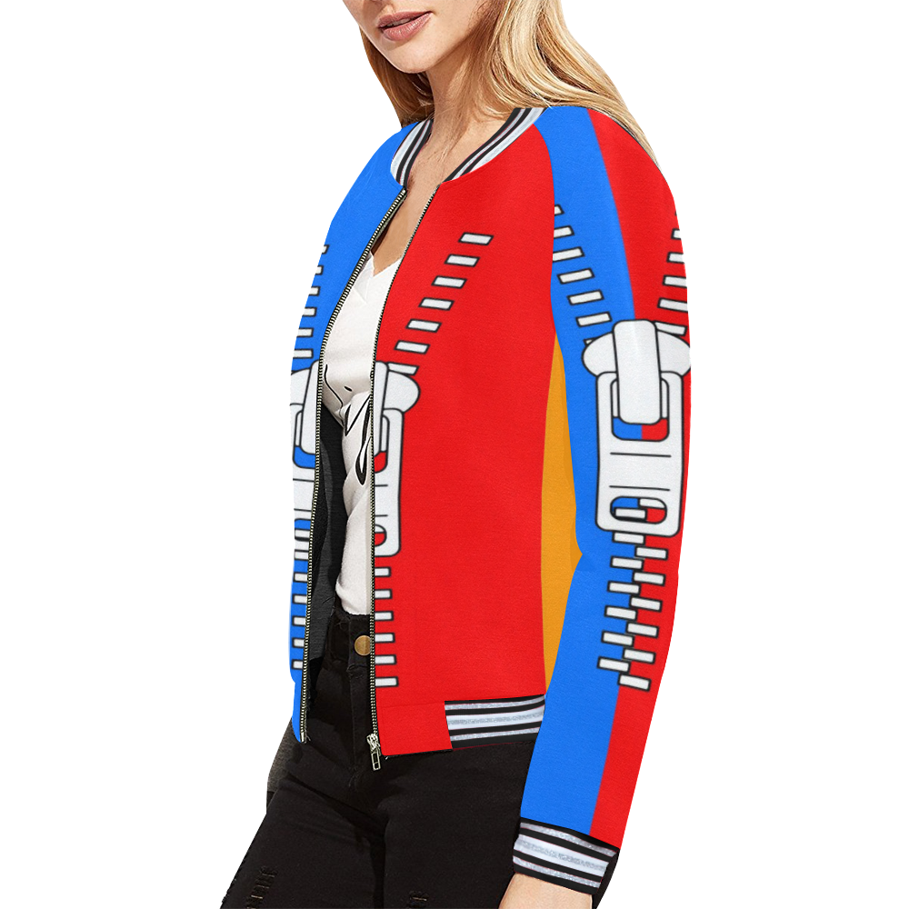 ZIPPER TWO All Over Print Bomber Jacket for Women (Model H21) | ID ...