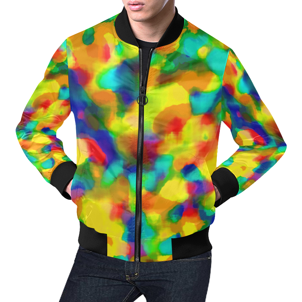 Colorful watercolors texture All Over Print Bomber Jacket for Men ...