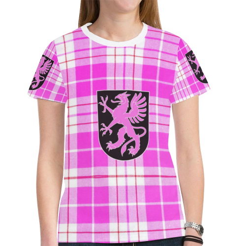 GRYPHON-TARTAN PINK New All Over Print T-shirt for Women (Model T45 ...