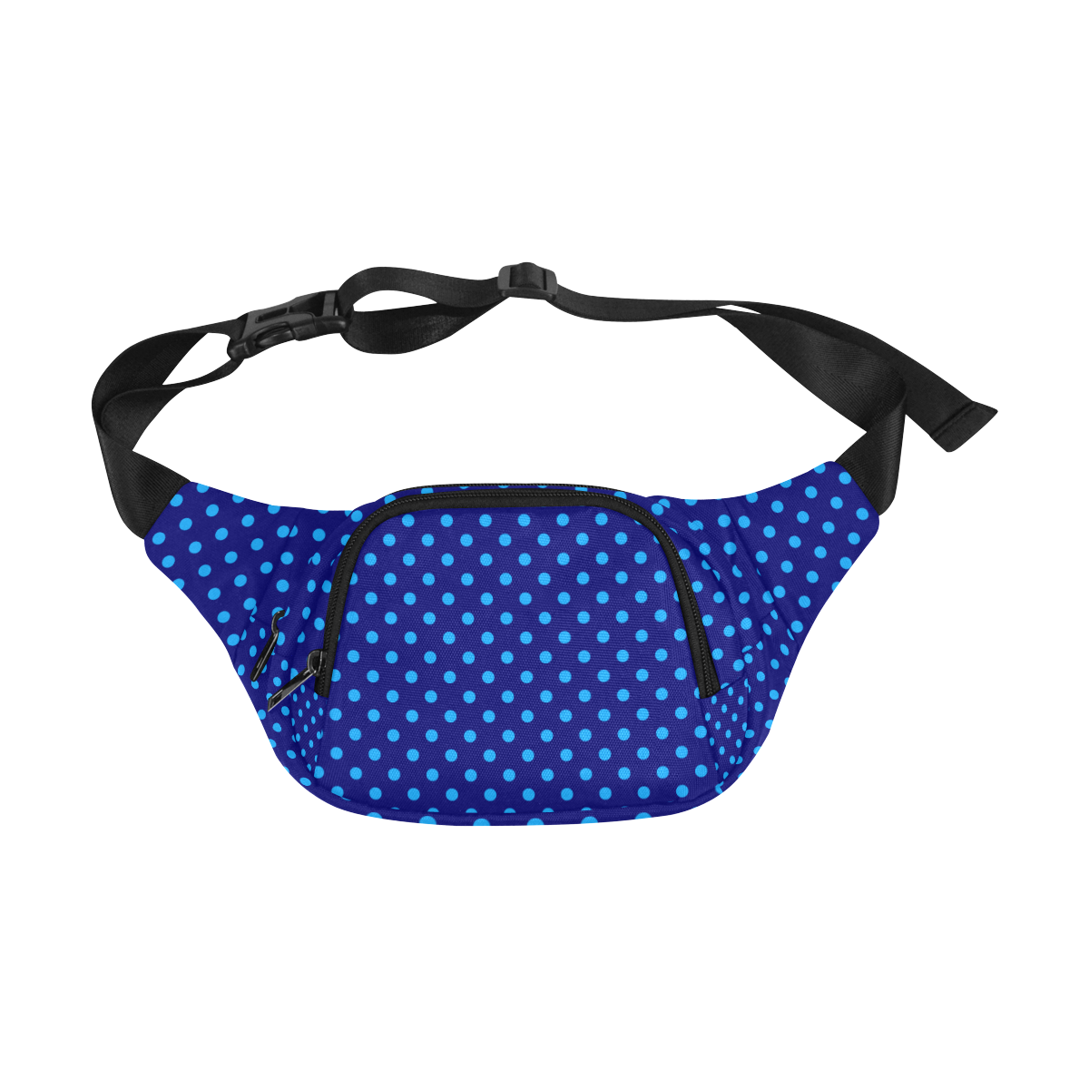 Light Blue Polka Dots on Blue Fanny Pack/Small (Model 1677) | ID: D4813237