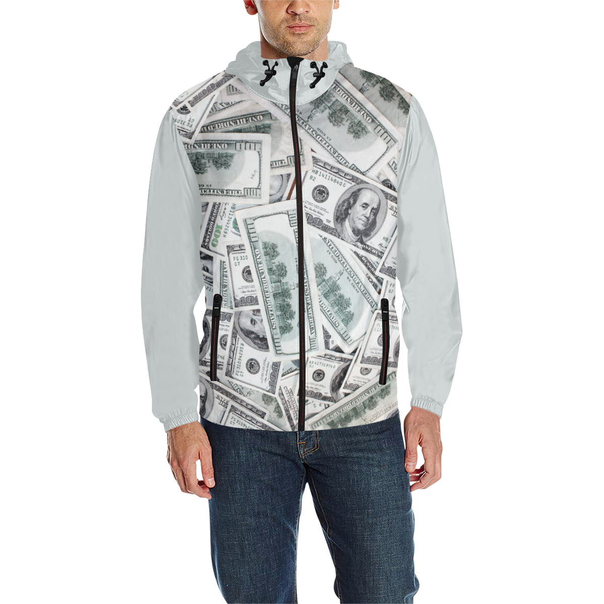 Cash Money / Hundred Dollar Bills Vest Style Silver All Over Print ...