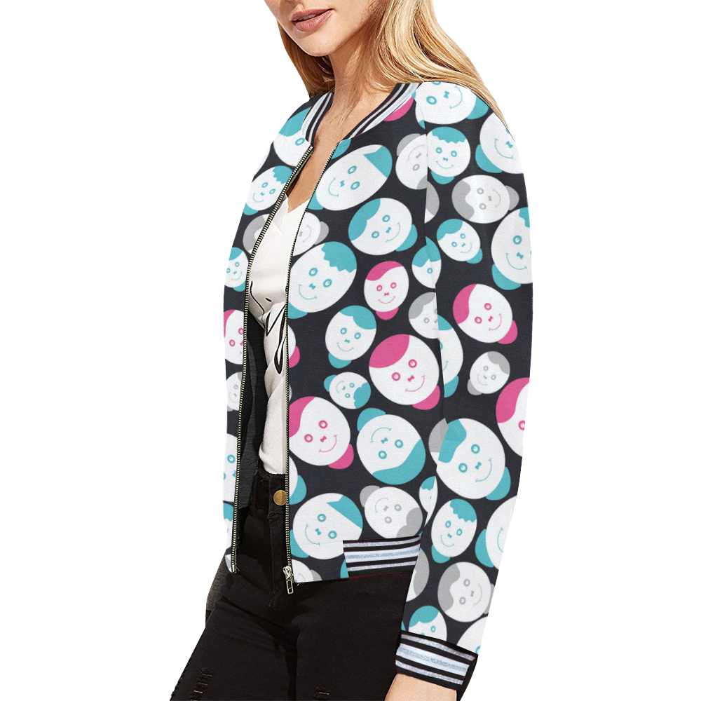 cartoon smiley faces All Over Print Bomber Jacket for Women (Model H21 ...