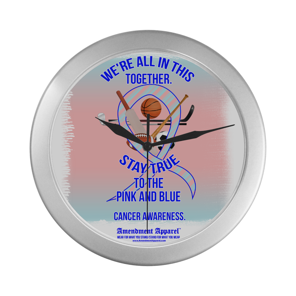 Cancer Awareness Clock Silver Color Wall Clock | ID: D2443212