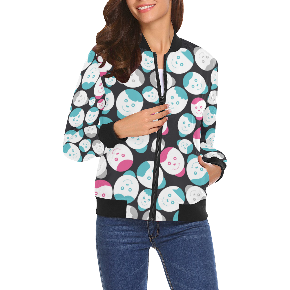 cartoon smiley faces All Over Print Bomber Jacket for Women (Model H19 ...