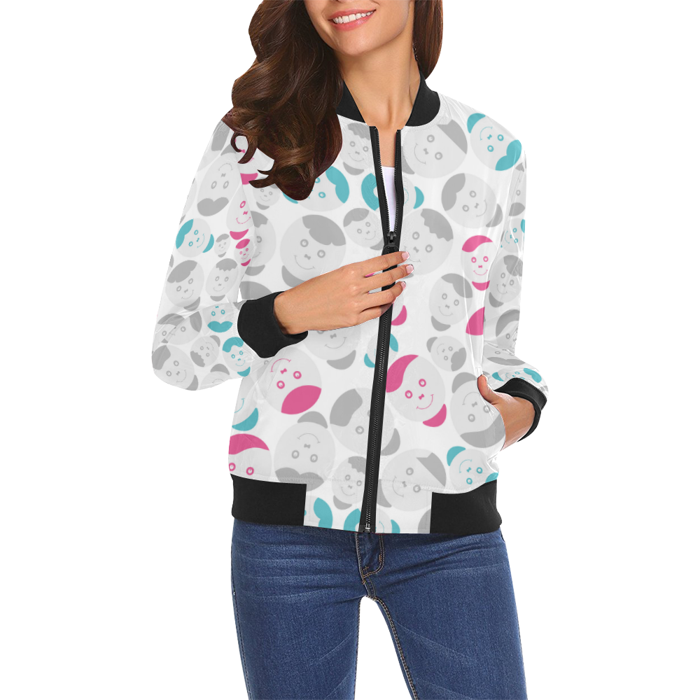 smiley faces pattern All Over Print Bomber Jacket for Women (Model H19 ...