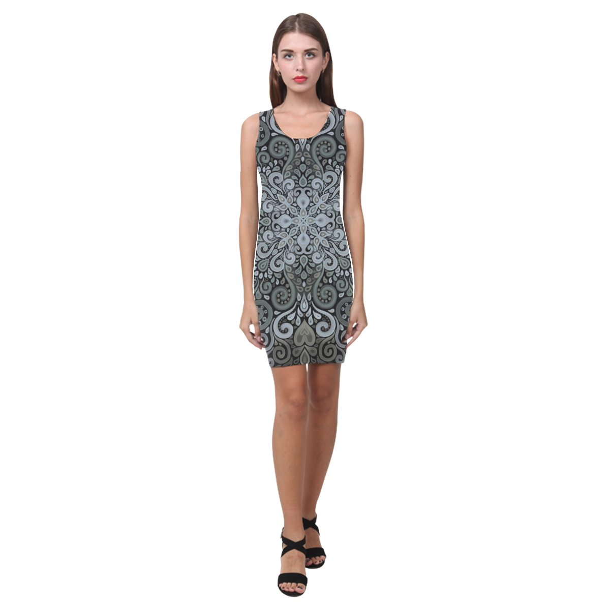 Vintage Ornate Watercolor in dark green Medea Vest Dress (Model D06 ...