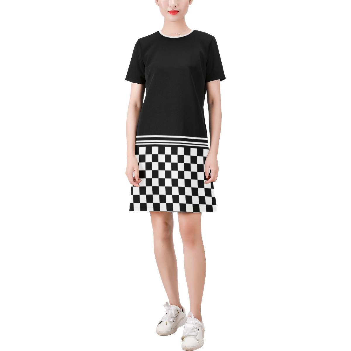 Mod Ska Checkers by ArtformDesigns Short-Sleeve Round Neck A-Line Dress ...