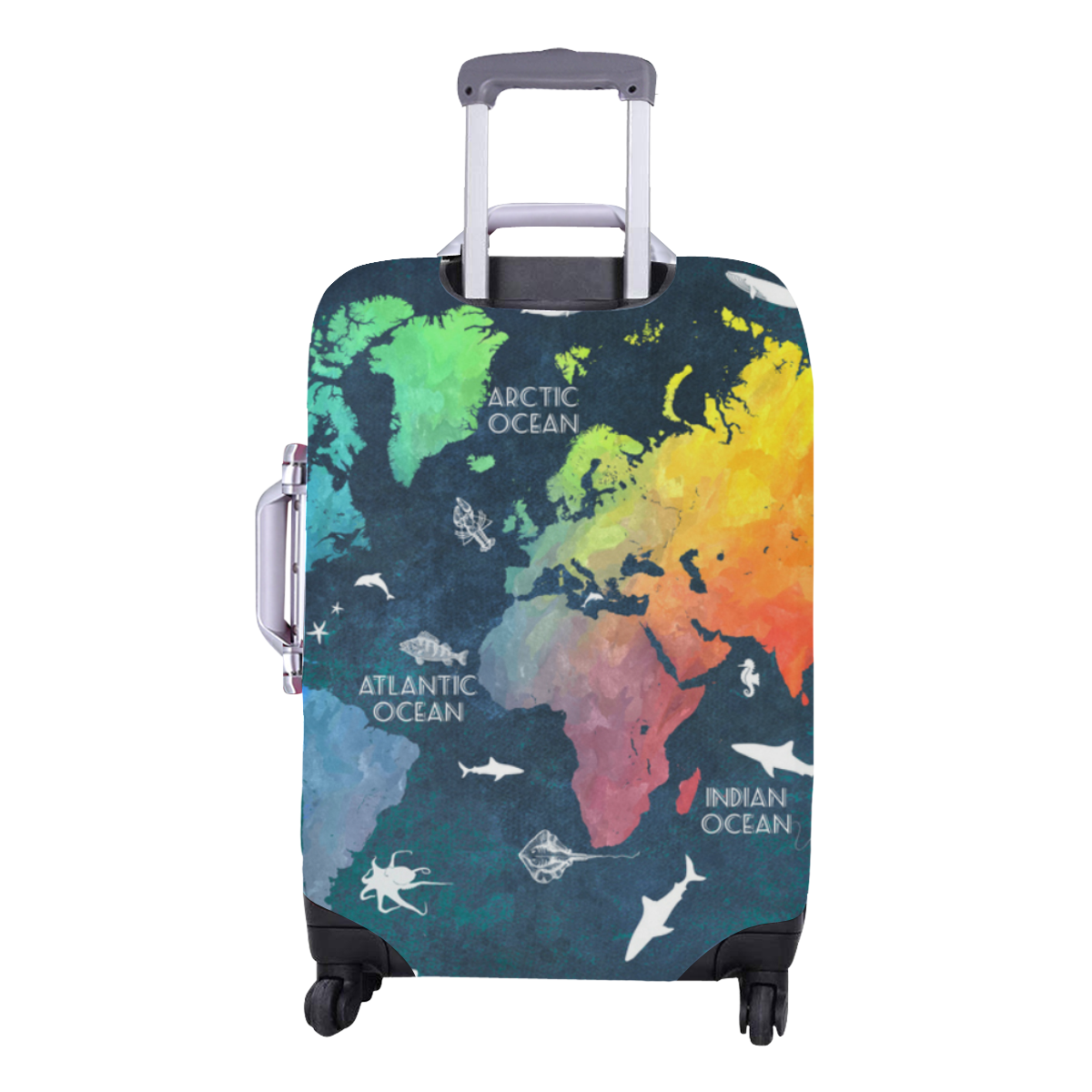 world map #map #worldmap Luggage Cover/Medium 22"-25" | ID: D3751219
