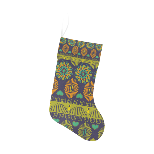 Ethnic Bohemian Purple, Green, and Orange Christmas Stocking | ID: D4127685