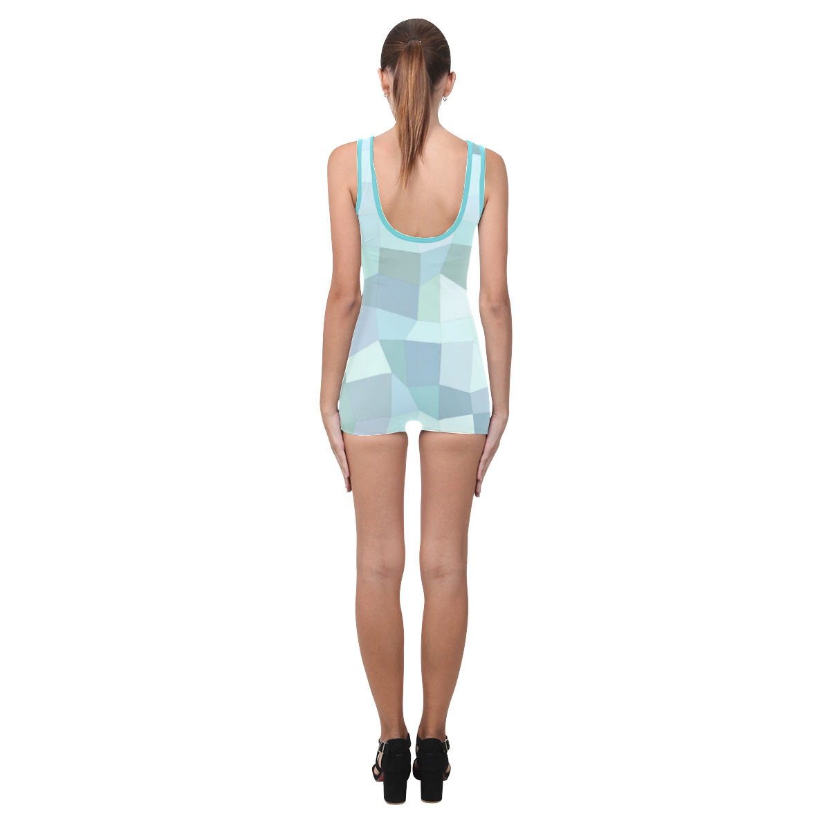 Pastel Blues Mosaic Classic One Piece Swimwear (Model S03) | ID: D2573642