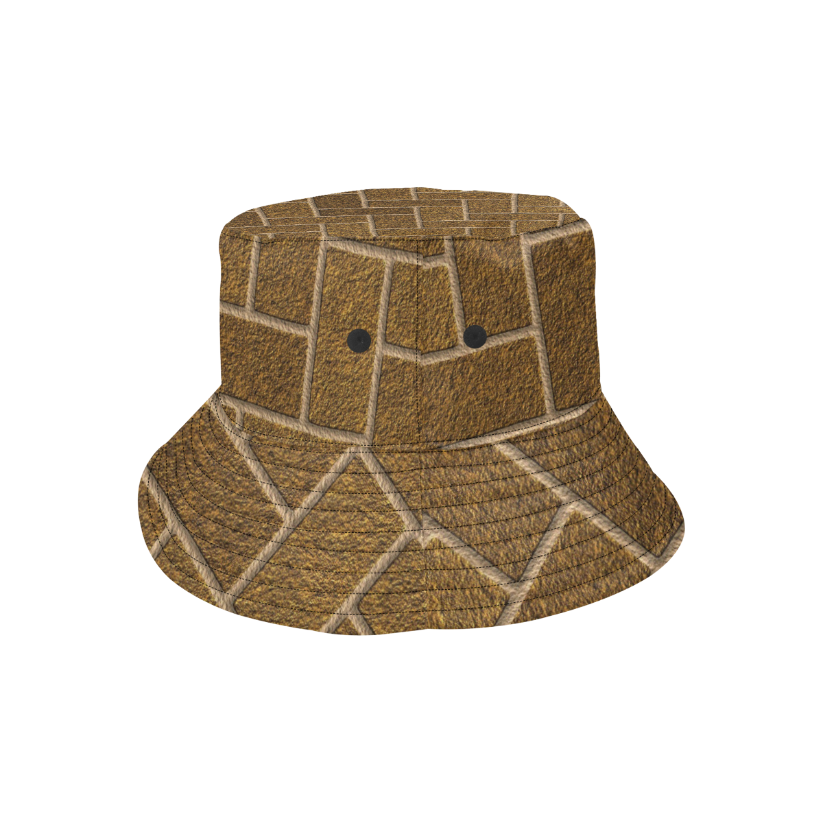 Gold Flaked Bricks All Over Print Bucket Hat | ID: D3114530