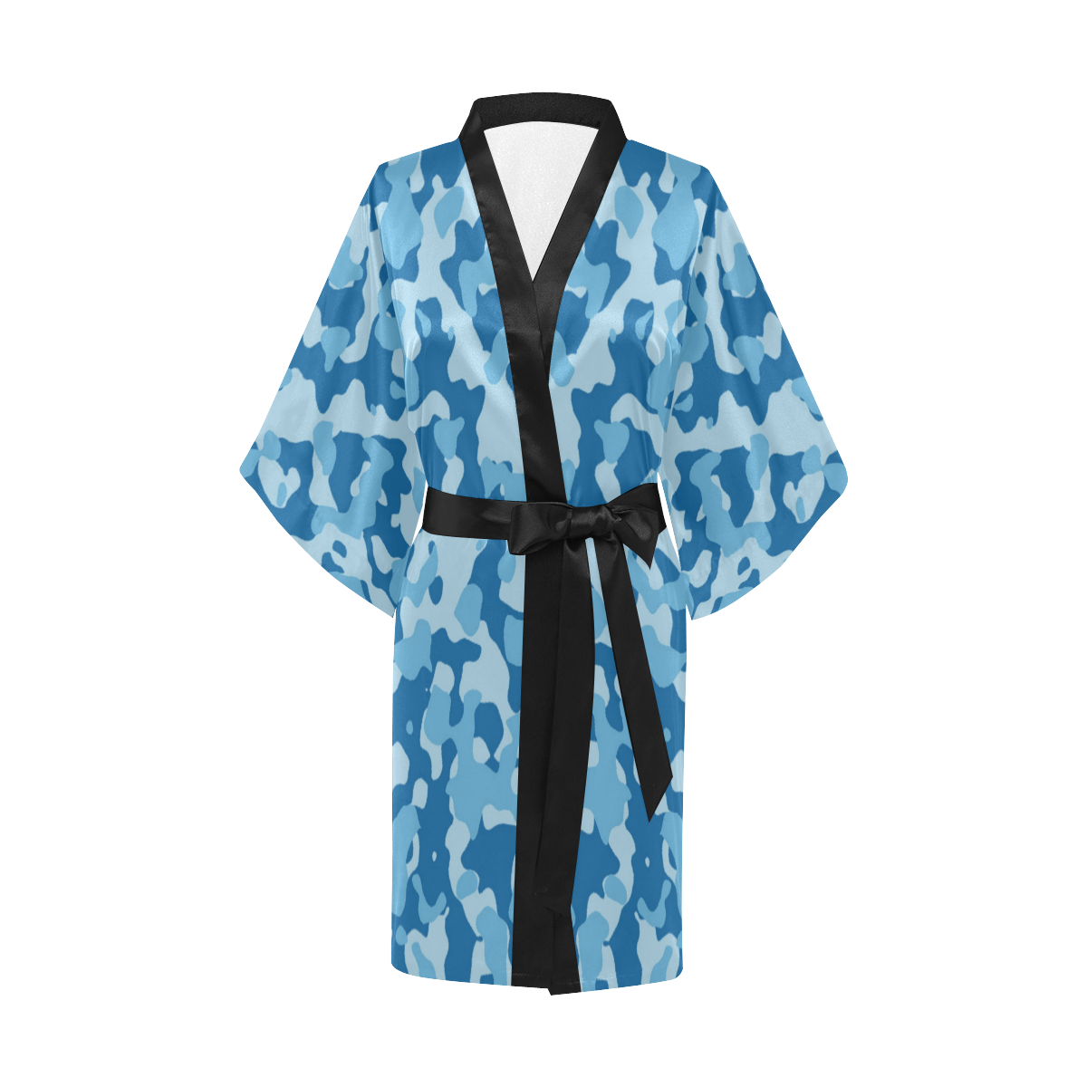 Camouflage Ethereal Crystal Blue Daphne Kimono Robe | ID: D3738617