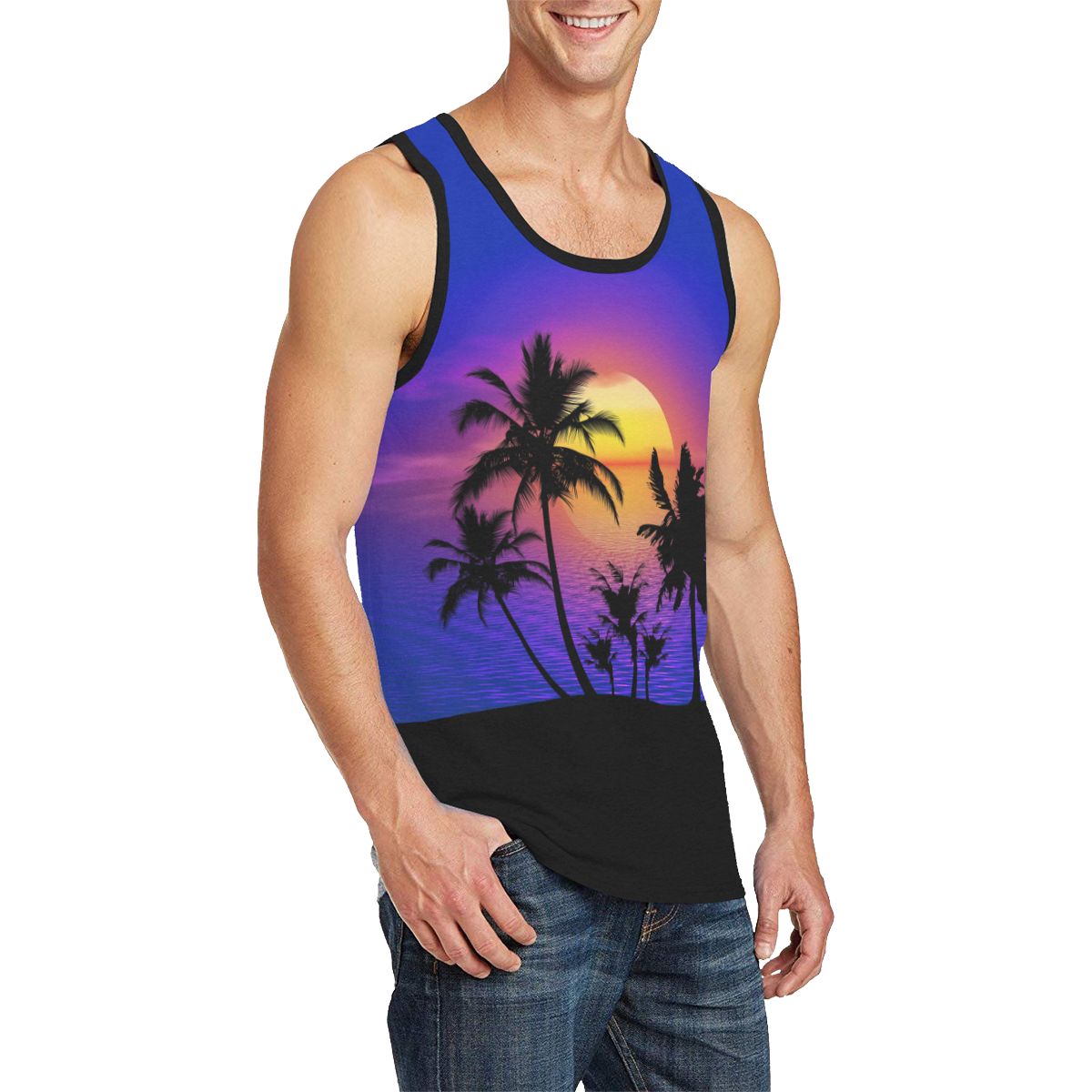 Tropical Sunset Palm Trees Men's All Over Print Tank Top (Model T57 ...