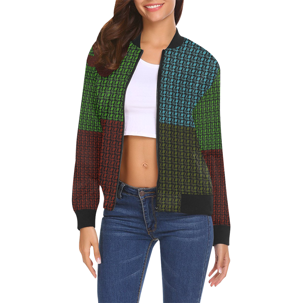 NUMBERS Collection Symbols 4 All Over Print Bomber Jacket for Women ...