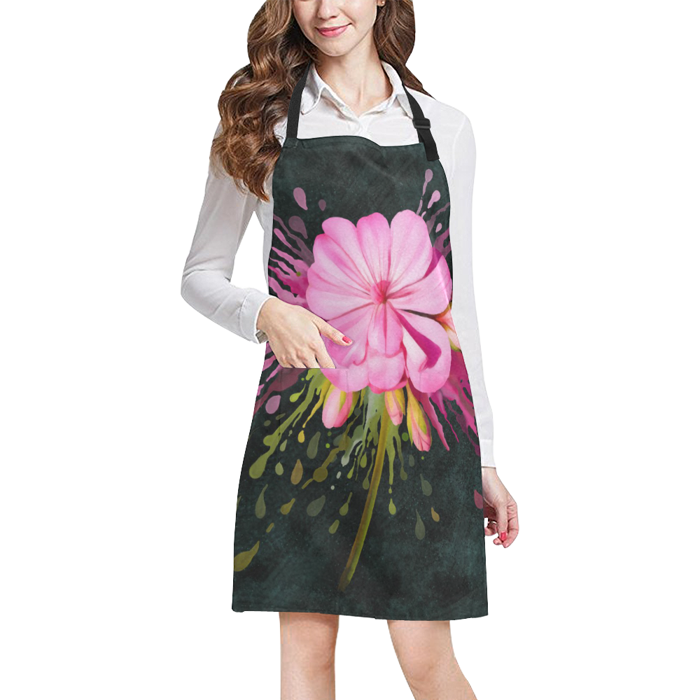 Pink flower, color splash, floral eruption All Over Print Apron | ID ...