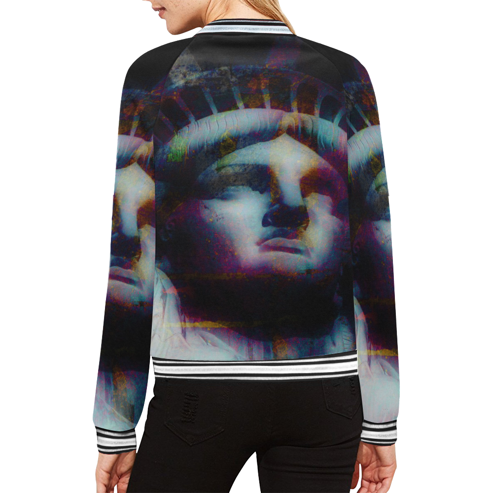 STATUE OF LIBERTY 5 LARGE All Over Print Bomber Jacket for Women (Model ...