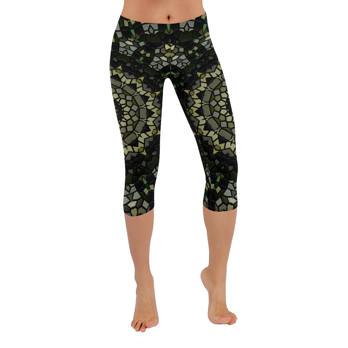 Mosaic mandala Women's Low Rise Capri Leggings (Invisible Stitch ...