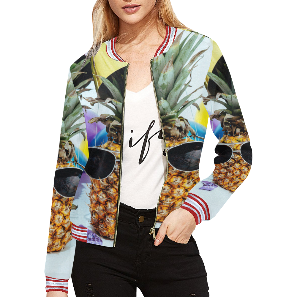 Pineapple Jacket test All Over Print Bomber Jacket for Women (Model H21 ...