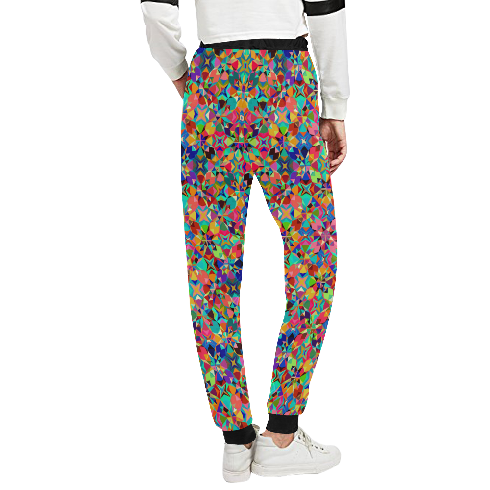 Multicolored Geometric Pattern Unisex All Over Print Sweatpants (Model ...