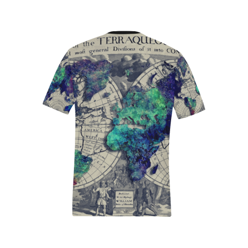 world map #map #worldmap Men's All Over Print T-Shirt (Solid Color Neck ...