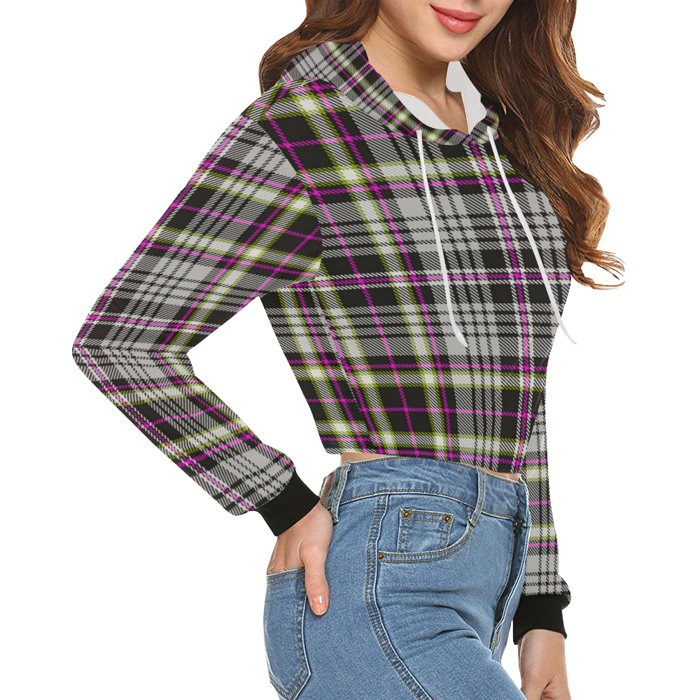 TARTAN PATTERN 35 All Over Print Crop Hoodie for Women (Model H22) | ID ...