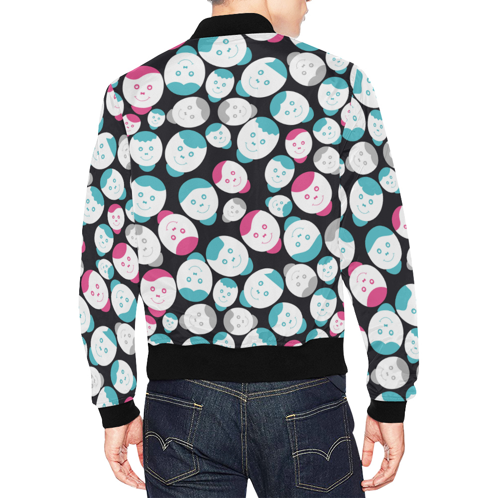 cartoon smiley faces All Over Print Bomber Jacket for Men/Large Size ...