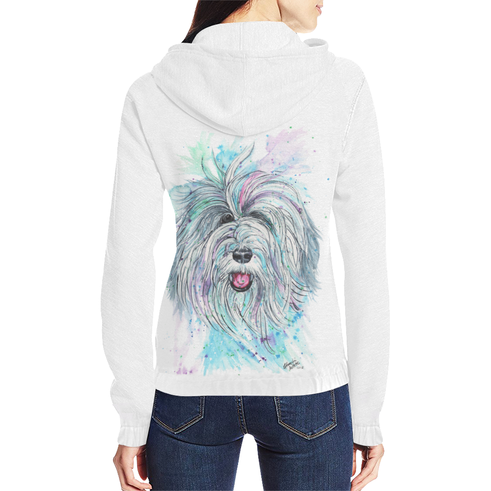 Breezy All Over Print Full Zip Hoodie for Women (Model H14) | ID: D3082510