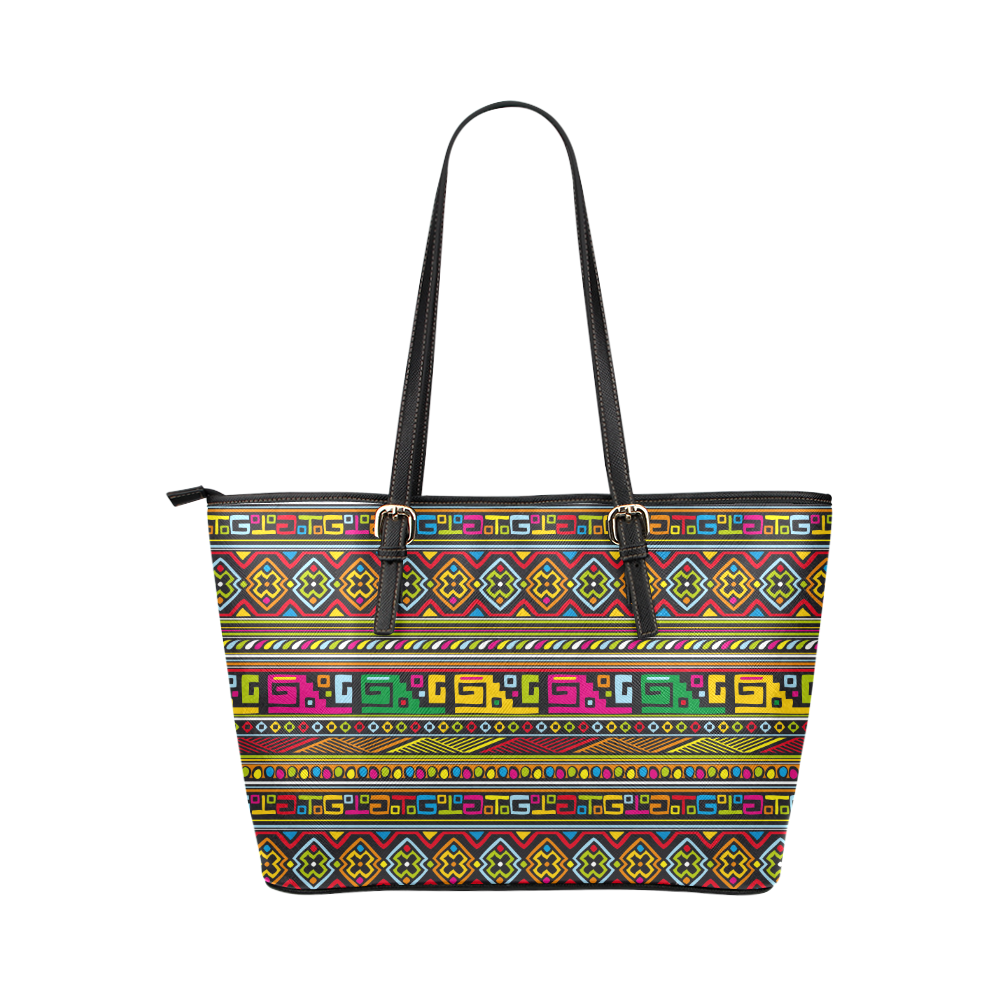 Traditional Africa Border Wallpaper Pattern 1 Leather Tote Bag/Small ...