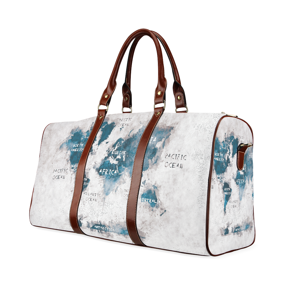 world map white and color Waterproof Travel Bag/Small (Model 1639) | ID ...