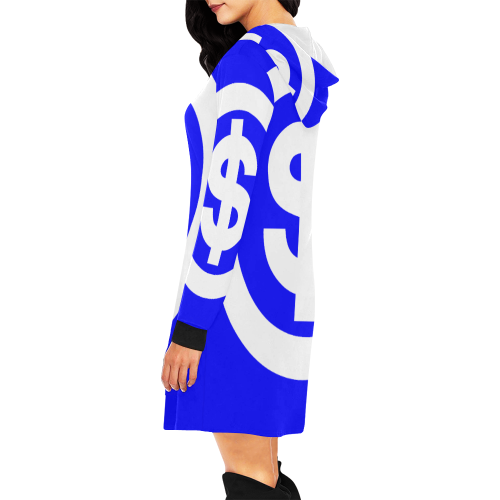 DOLLAR SIGNS 2 All Over Print Hoodie Mini Dress (Model H27) | ID: D2963164