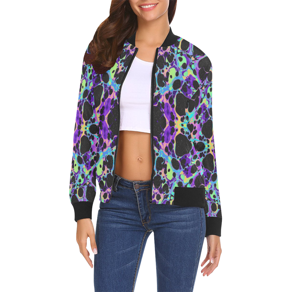 splat All Over Print Bomber Jacket for Women (Model H19) | ID: D3601249