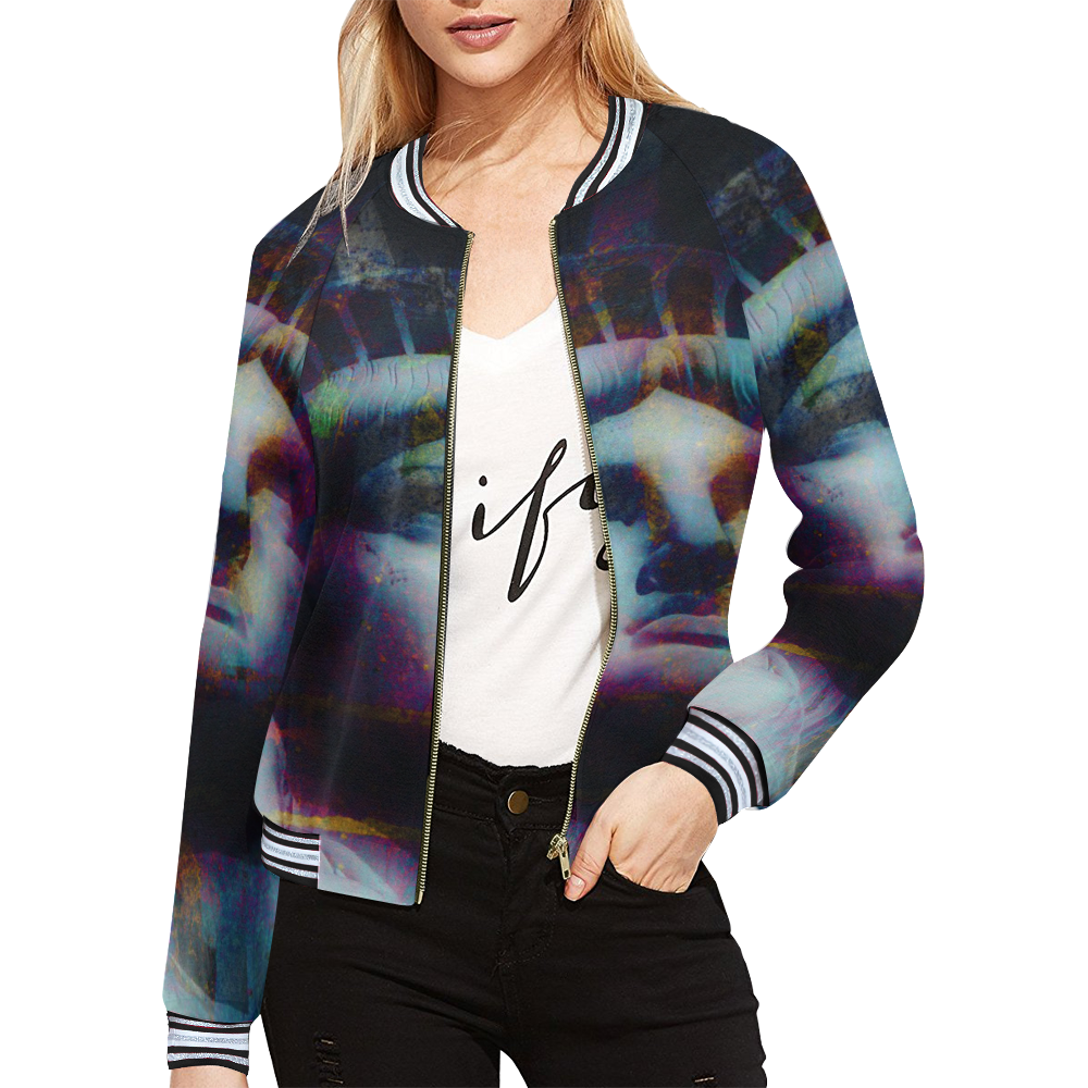 STATUE OF LIBERTY 5 LARGE All Over Print Bomber Jacket for Women (Model ...