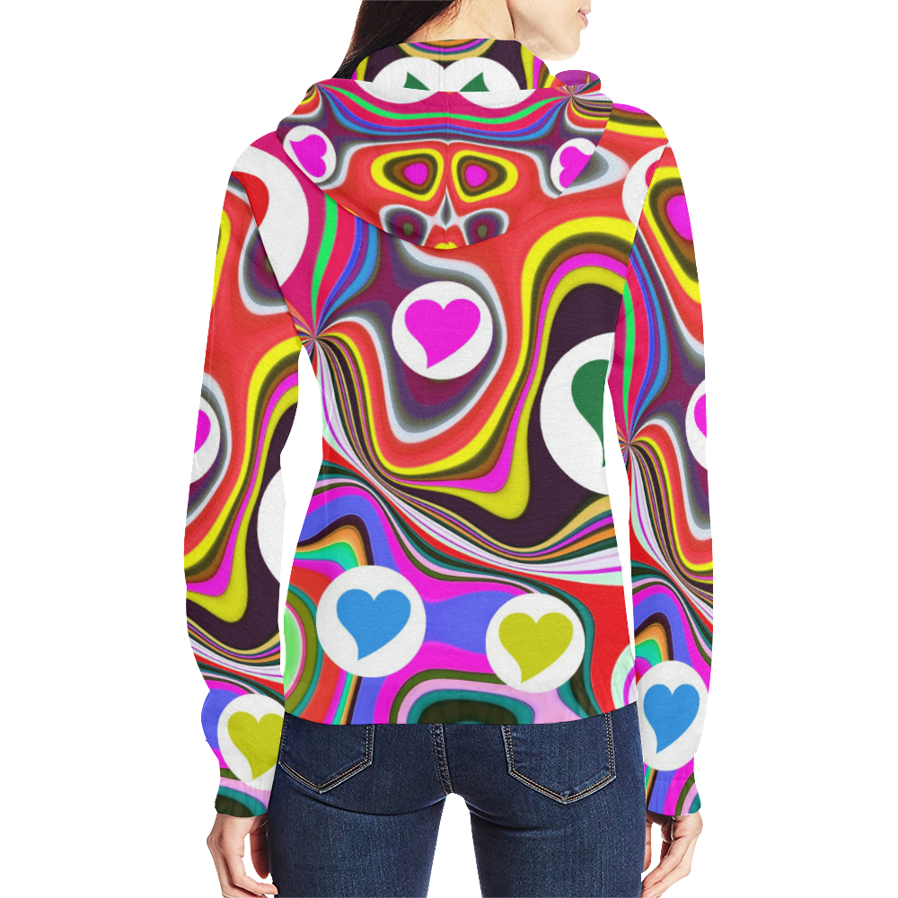 DESIGN B127 All Over Print Full Zip Hoodie for Women (Model H14) | ID ...