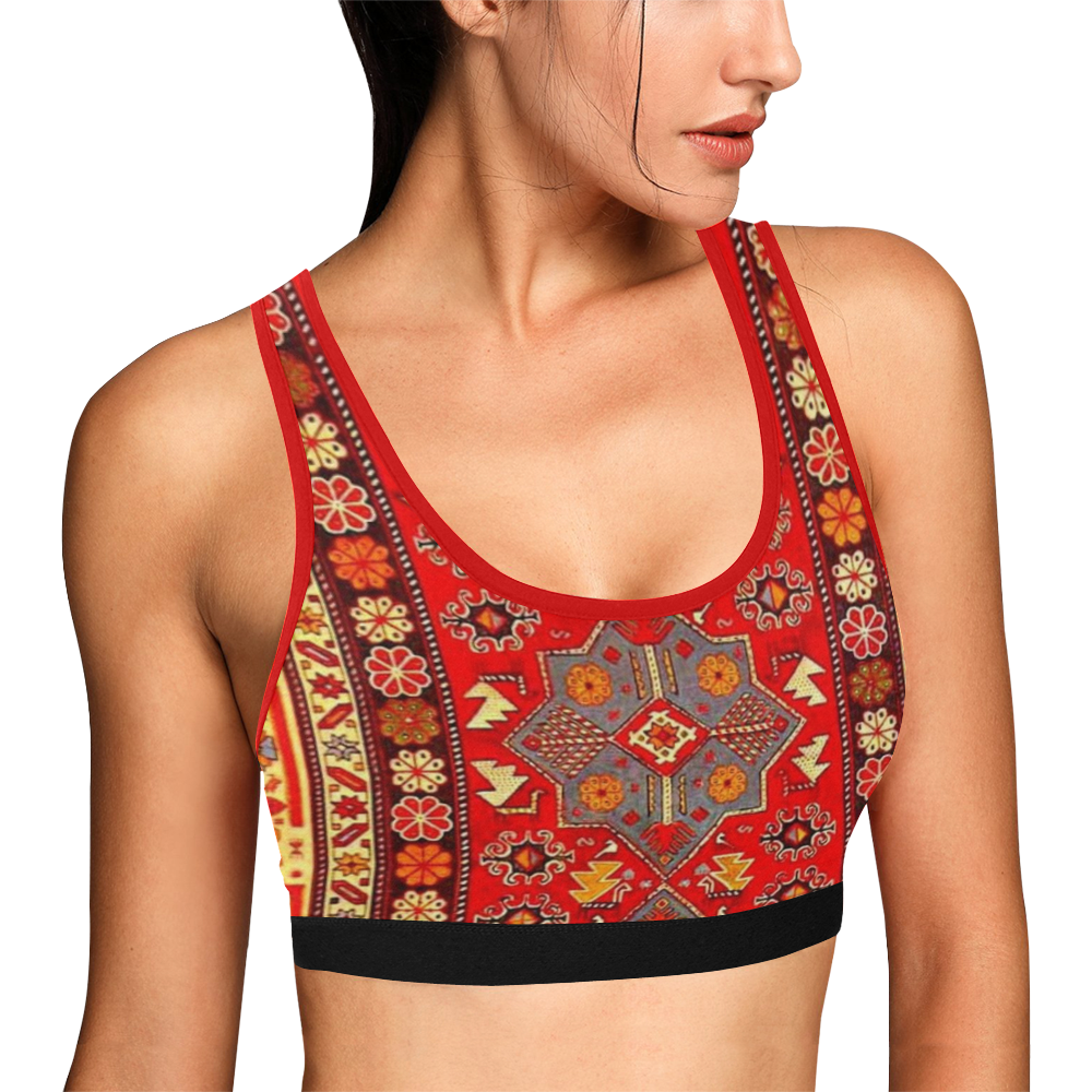 Azerbaijan Pattern 5 Women's All Over Print Sports Bra (Model T52) | ID: D3121595