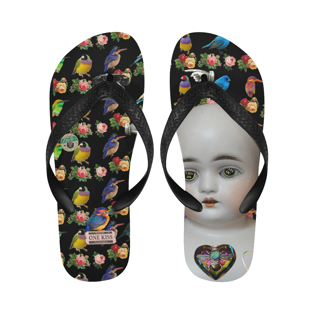 All the Birds and Roses and a Creepy Doll Flip Flops for Men/Women ...