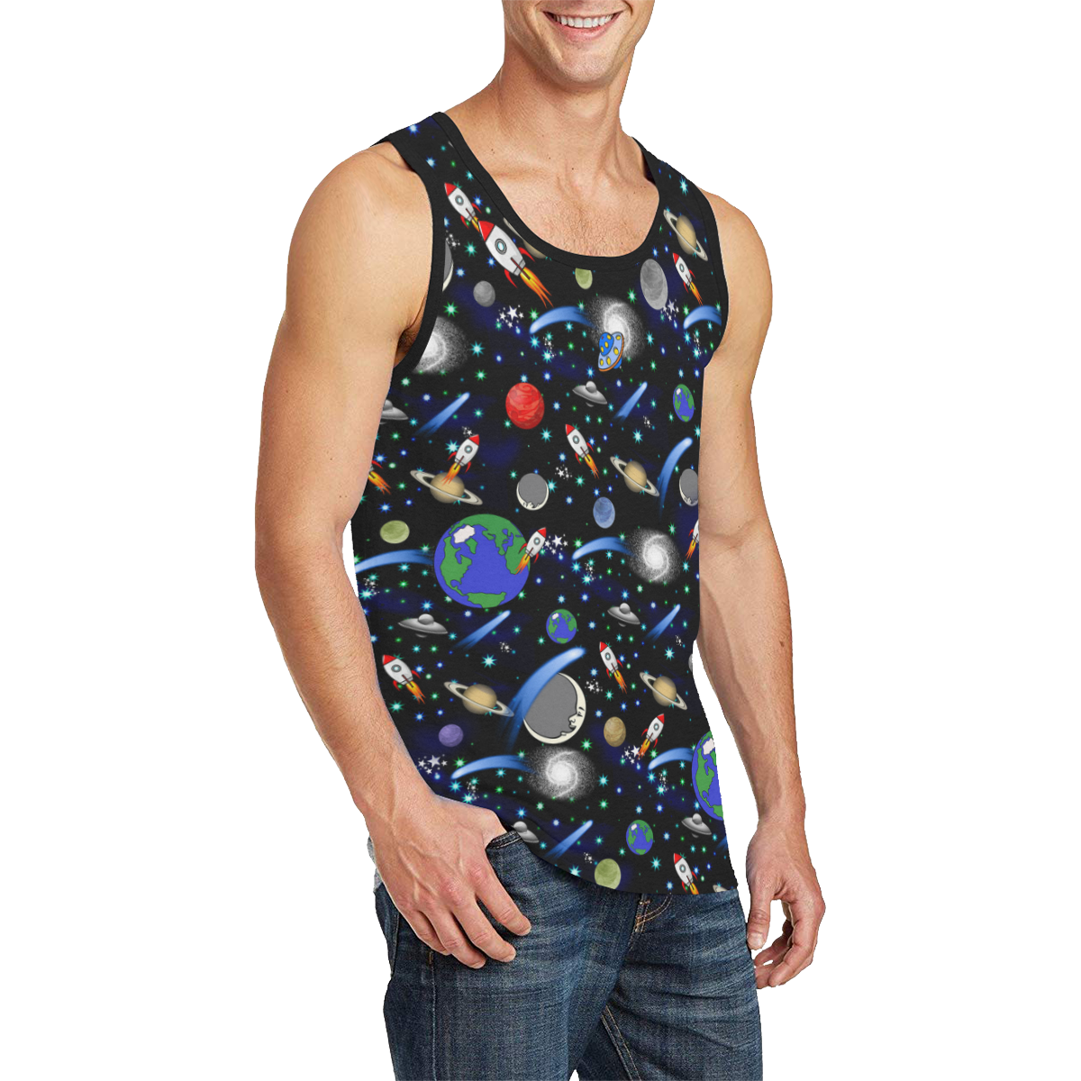 Galaxy Universe - Planets, Stars, Comets, Rockets Men's All Over Print ...
