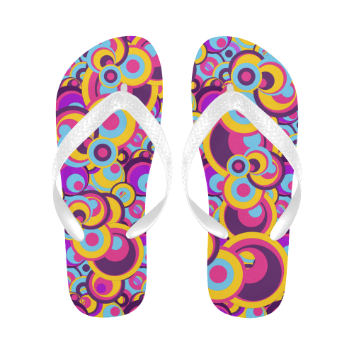 Retro Circles Groovy Violet, Yellow, Blue Colors Flip Flops for Men ...
