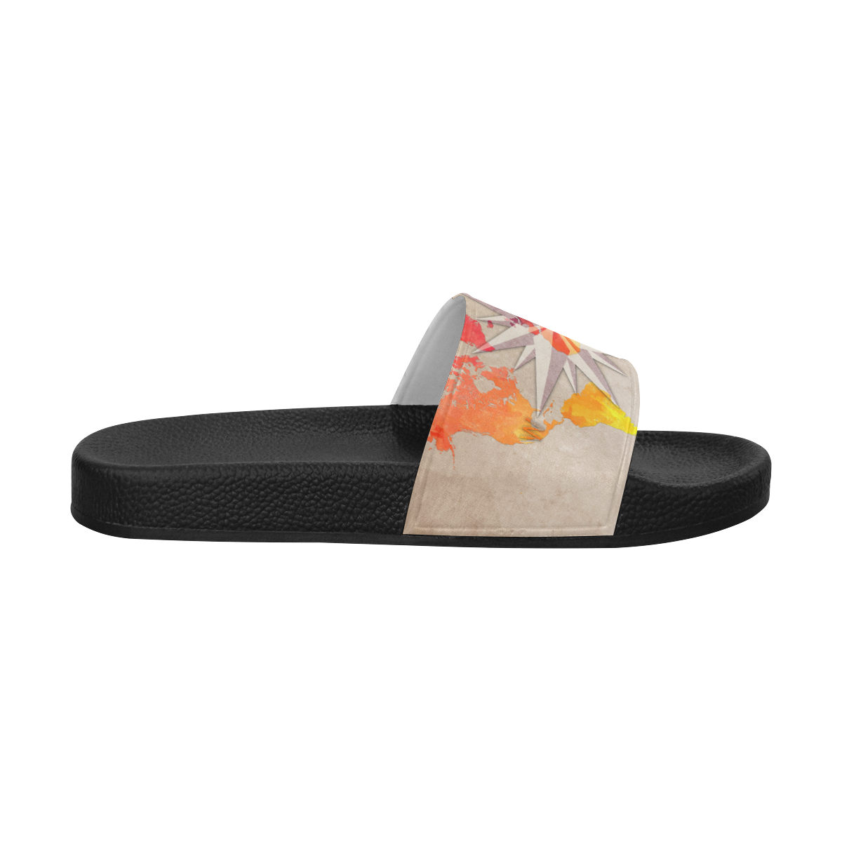 world map wind rose #map #worldmap Men's Slide Sandals (Model 057) | ID ...