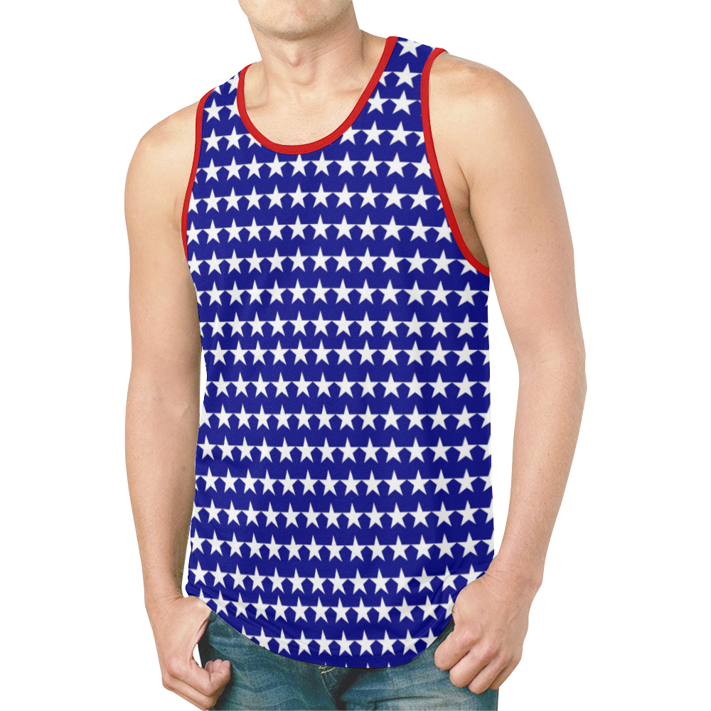 Red and Blue with Stars New All Over Print Tank Top for Men (Model T46 ...