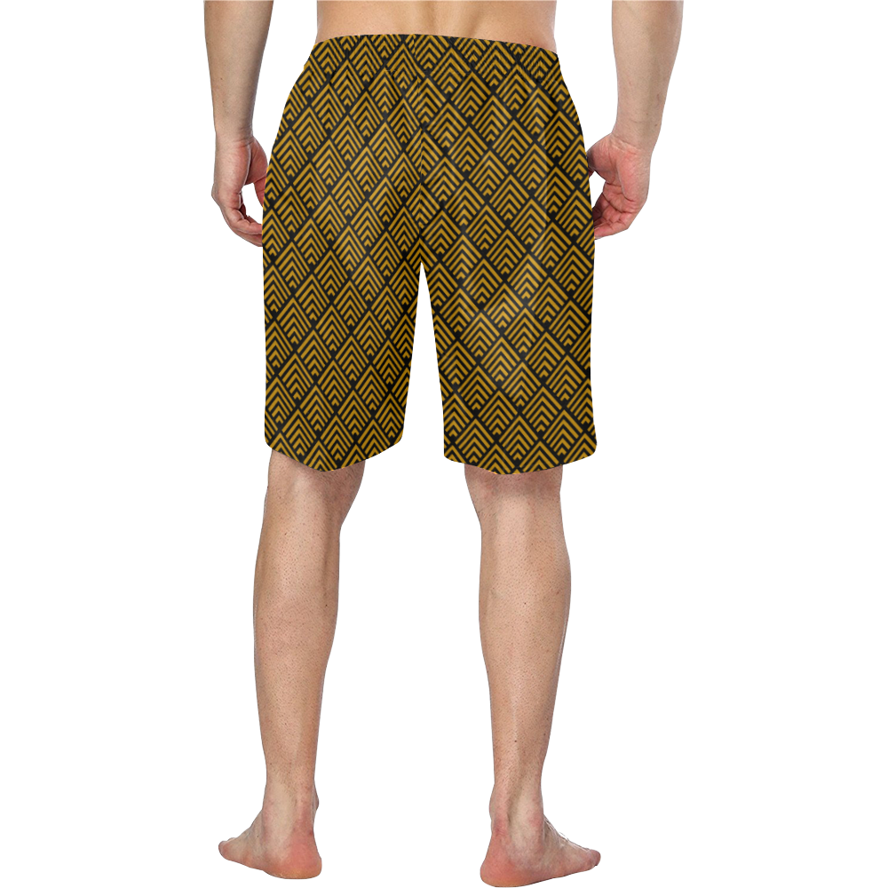 Gold Chevron Men's Swim Trunk (Model L21) | ID: D2981569