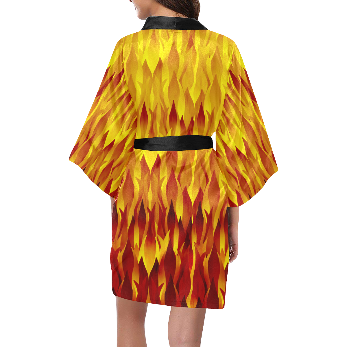 Hot Fire and Flames Illustration Kimono Robe | ID: D3789420