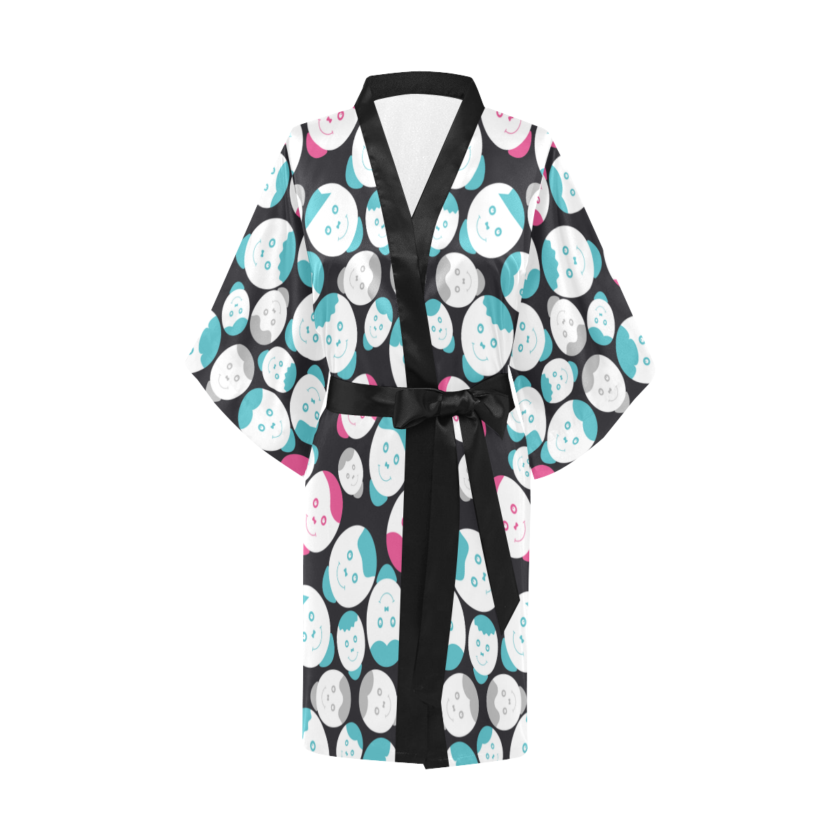 Cartoon Smiley Faces Kimono Robe | ID: D4818310