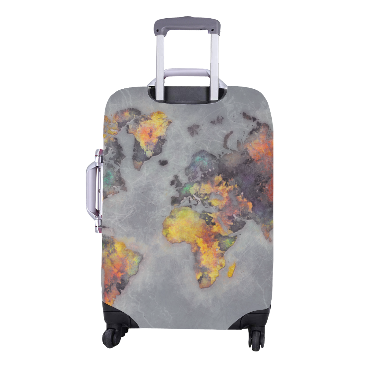 world map grey #map #worldmap Luggage Cover/Medium 22"-25" | ID: D3750811