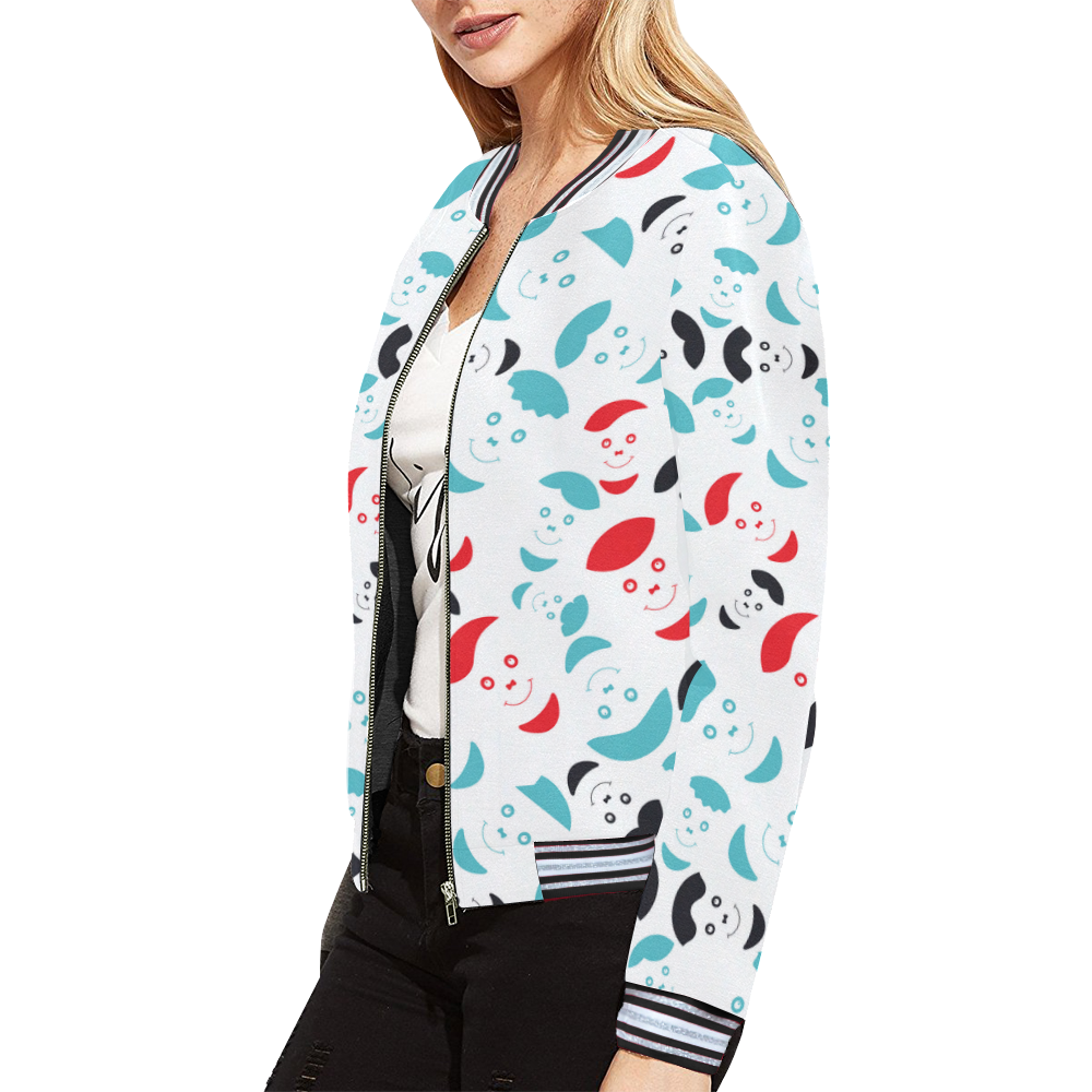 red smiley faces All Over Print Bomber Jacket for Women (Model H21 ...
