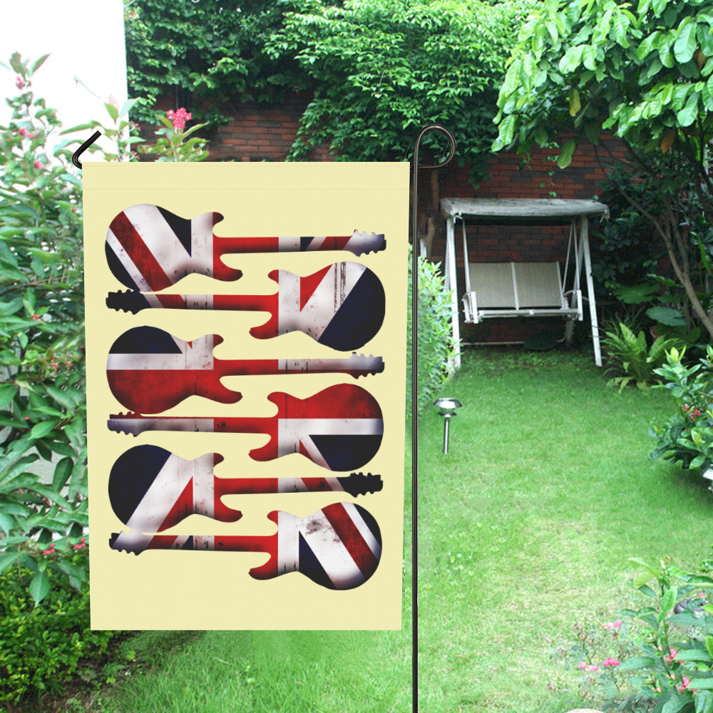 Union Jack British UK Flag Guitars Yellow Garden Flag 12‘’x18‘’（Without ...
