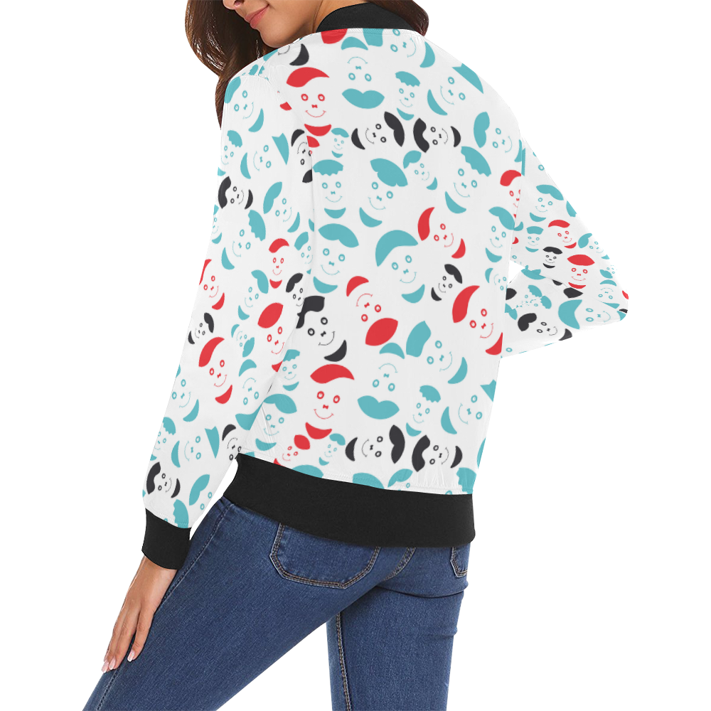 red smiley faces All Over Print Bomber Jacket for Women (Model H19 ...
